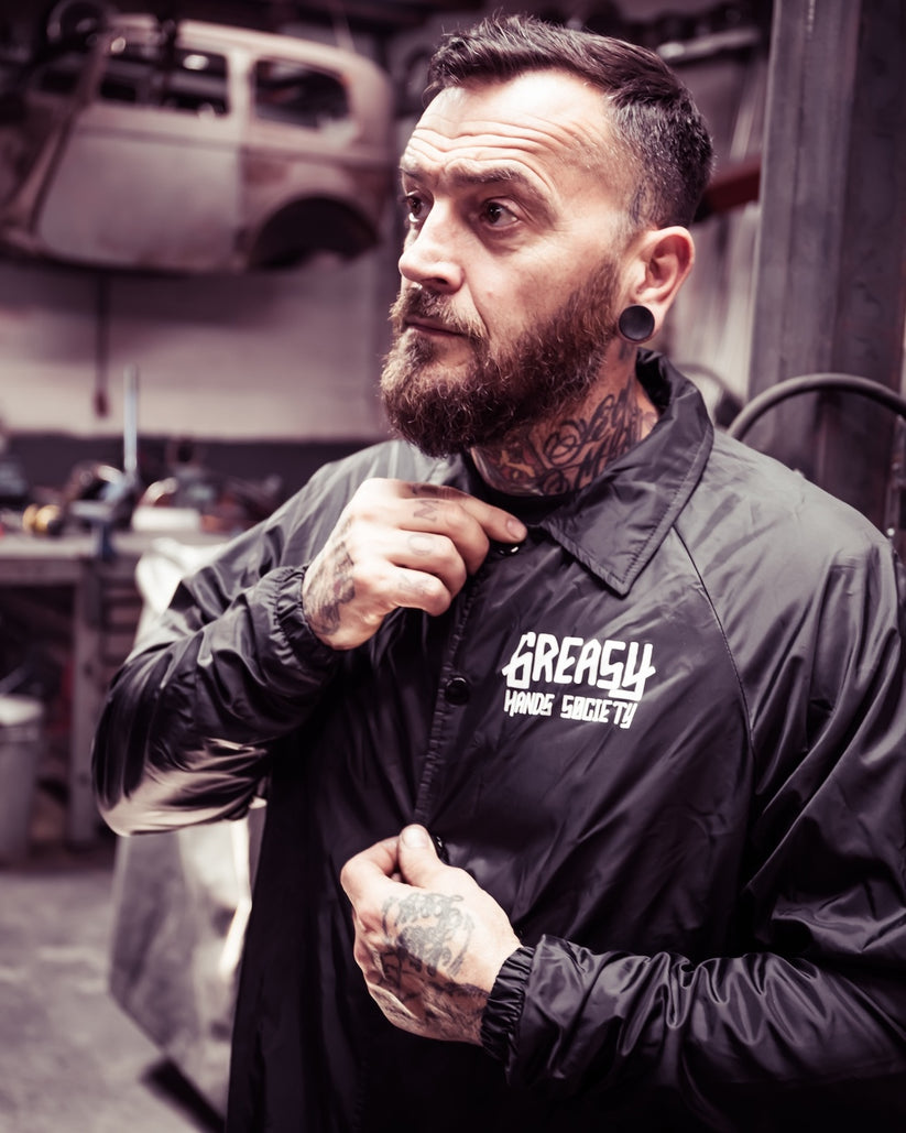 GHS Logo Drift Jacket | Black Waterproof Jacket | Greasy Hands Society